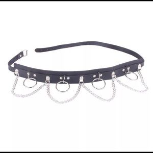 Unlisted | Accessories | Black Layered Leather Harness Belt W Chain ...